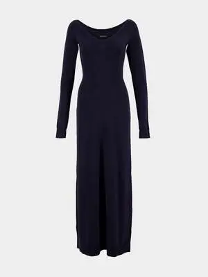 Balenciaga Off Shoulder V-neck Maxi Dress - Blue