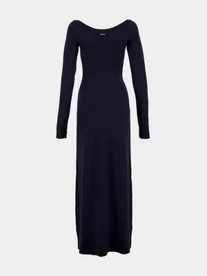 Balenciaga Dark Off Shoulder V-neck Dress - Blue