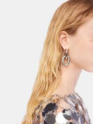 Rabanne Xl Link Double Hoop Earrings - Silver