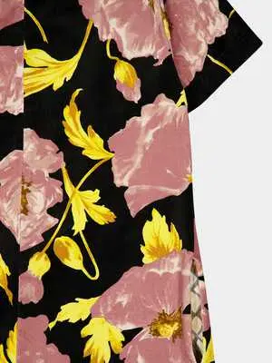 La DoubleJ Floral Mini Swing Cotton Dress - Black