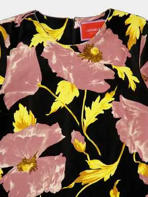 La DoubleJ Floral Mini Swing Cotton Dress - Black