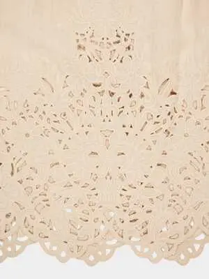 Zimmermann Embroidered Linen Midi Skirt - Cream