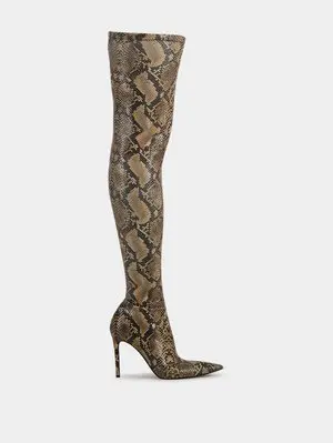 Stella McCartney Stella Iconic Python-print Over-the-knee Boots - Brown