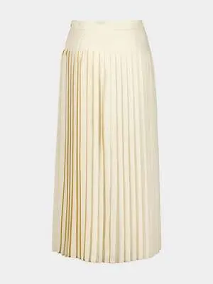 Prada Logo-jacquard Silk Pleated Skirt - Cream