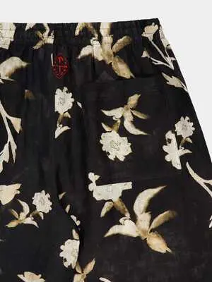 Off-White Floral Print Linen Shorts - White
