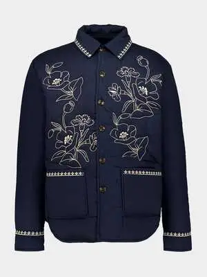 BAZISZT Cotton Jacket With Floral Embroidery