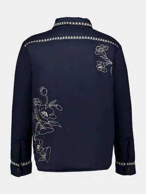 BAZISZT Cotton Jacket With Floral Embroidery