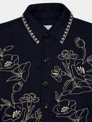 BAZISZT Cotton Jacket With Floral Embroidery