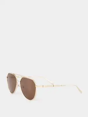 Alexander McQueen Metal Pilot Sunglasses - Gold