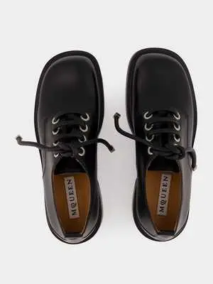 Alexander McQueen Leather Lace-up Derby Shoes With Square Toe