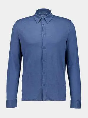 Majestic Filatures Taormina Long-sleeved Linen Shirt - Blue