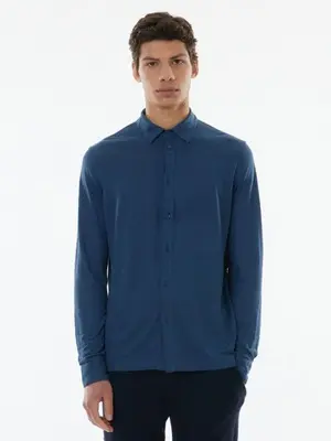 Majestic Filatures Taormina Long-sleeved Linen Shirt - Blue