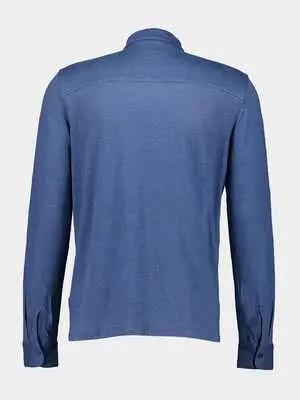 Majestic Filatures Taormina Long-sleeved Linen Shirt - Blue