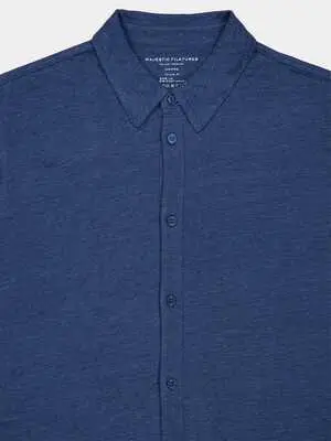 Majestic Filatures Taormina Long-sleeved Linen Shirt - Blue