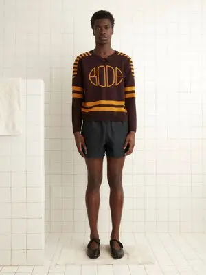 BODE Striped Jacquard Knit Sweater - Brown