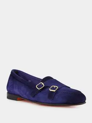 Santoni Suede Double-buckled Moccasins