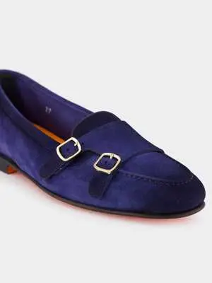 Santoni Suede Double-buckled Moccasins