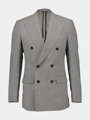 Dolce & Gabbana Double-breasted Houndstooth Wool Jacket