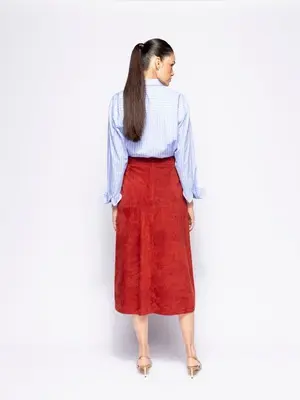 PAULA Striped Oversized Relaxed Fit Shirt - Orange