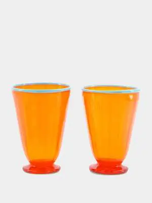 La DoubleJ Set Of 2 Murano Glasses - Orange