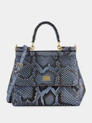 Dolce & Gabbana Sicily Python Handbag - Blue