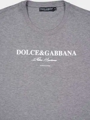 Dolce & Gabbana Melange Cotton T-shirt With Logo Print