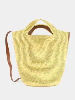 SENSI STUDIO Tall Toquilla Straw Tote Bag - Beige