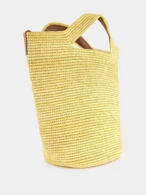 SENSI STUDIO Tall Toquilla Straw Tote Bag - Beige