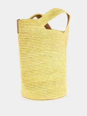 SENSI STUDIO Tall Toquilla Straw Tote Bag - Beige