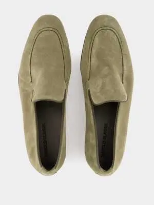 Manolo Blahnik Khaki Truro Suede Loafers - Green