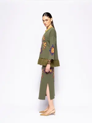 PAULA Jacquard Pencil Skirt - Multicolour