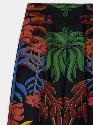 PAULA Sonia Visual Garden Print Silk Twill Pants