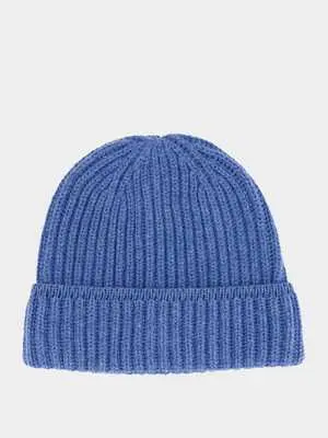 PIACENZA CASHMERE 1733 Cashmere Ribbed Beanie - Blue