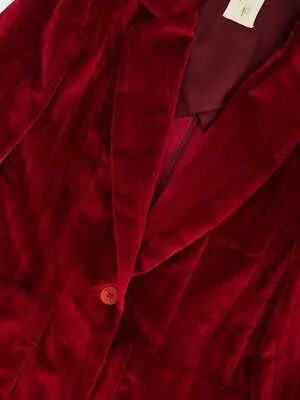 PAULA Tansy Velvet Plissé Blazer - Red