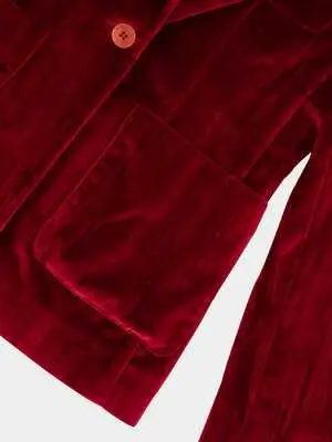 PAULA Tansy Velvet Plissé Blazer - Red