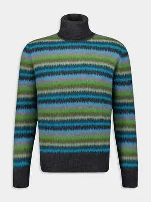 PIACENZA CASHMERE 1733 Striped Cashmere Turtleneck Sweater