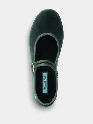 PIEDATERRE Mary Jane In Carnia Velvet - Green