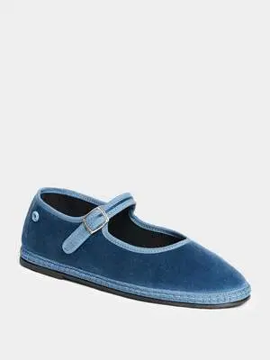 PIEDATERRE Adriatic Velvet Mary Jane - Blue