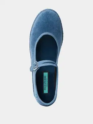 PIEDATERRE Adriatic Velvet Mary Jane - Blue