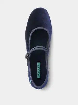 PIEDATERRE Velvet Mary Jane Flats - Blue