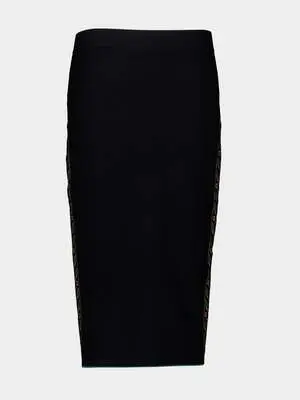 Casablanca Laurel Knit Merino Wool Skirt - Black