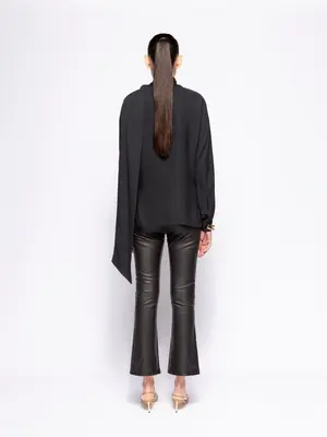 PAULA Narcissus Wrap Top With Tie Neck