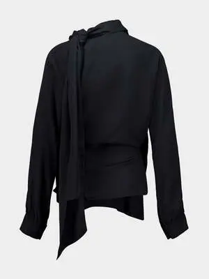 PAULA Narcissus Wrap Top With Tie Neck