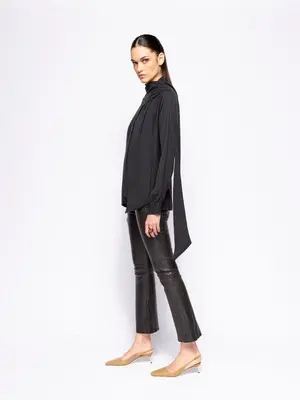 PAULA Narcissus Wrap Top With Tie Neck