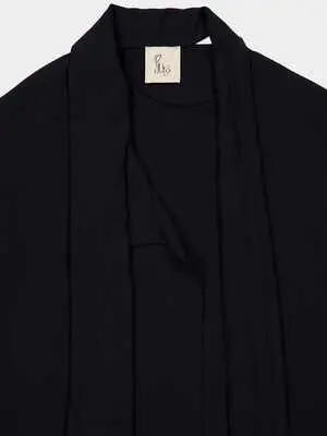 PAULA Narcissus Wrap Top With Tie Neck