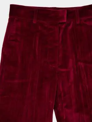 PAULA Morchella Cabernet Velvet Plissé Pants - Red
