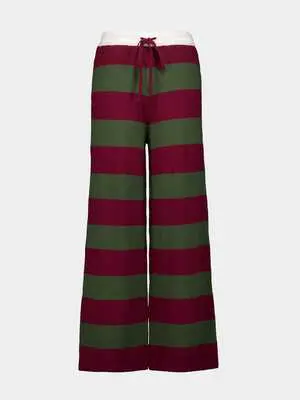 PAULA Mira Striped Knitted Wide-leg Pants - Multicolour