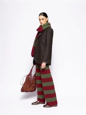 PAULA Mira Striped Knitted Wide-leg Pants - Multicolour