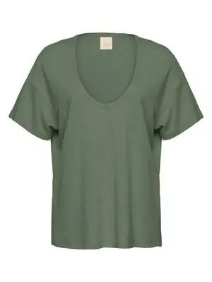 PAULA Linen V-neck T-shirt - White