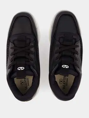 Valentino Garavani Calfskin Leather Mid-top Sneakers - Black